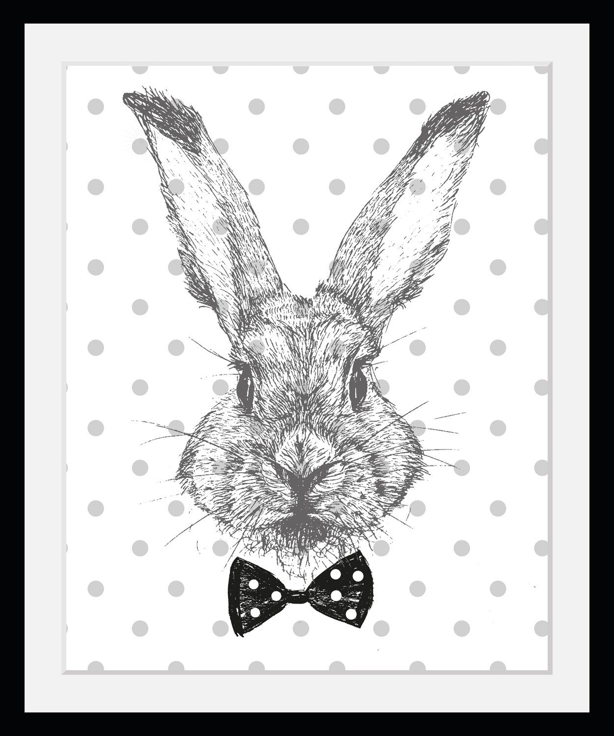 queence Bild mit Rahmen Ostern - Hase - Gerahmter Digitaldruck - Wandbild, Hase mit Fliege (1 St ...