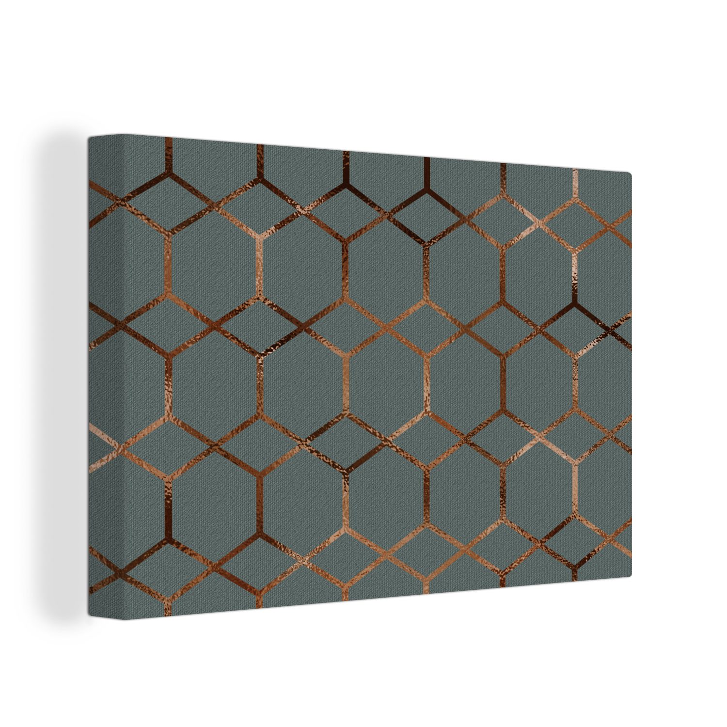 Onemillioncanvasses® Leinwandbild Muster Blau Luxus Bronze 1 St