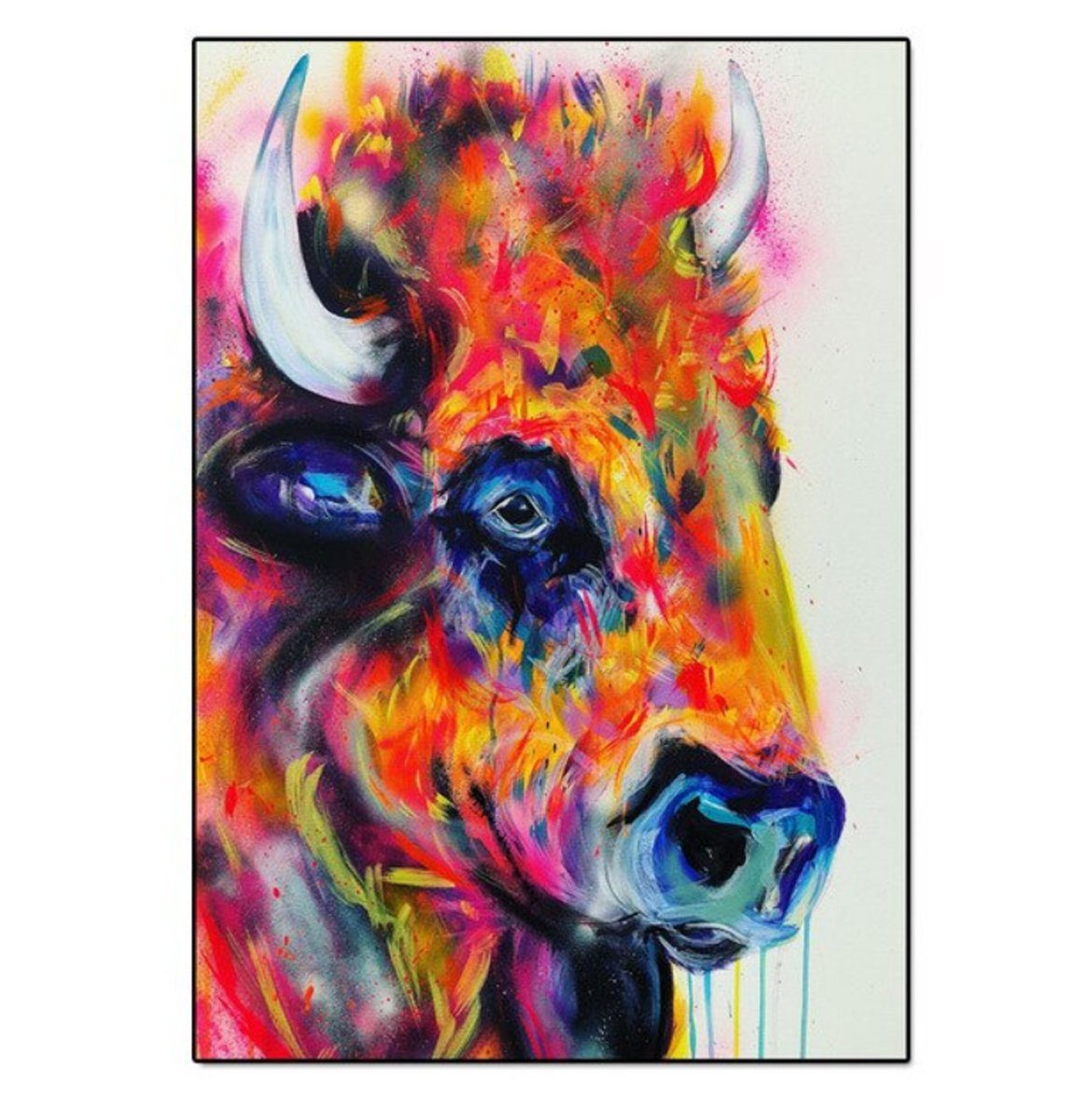 TPFLiving Kunstdruck (OHNE RAHMEN) Poster - Leinwand - Wandbild, Brauner Highland Büffel - Kühe ...