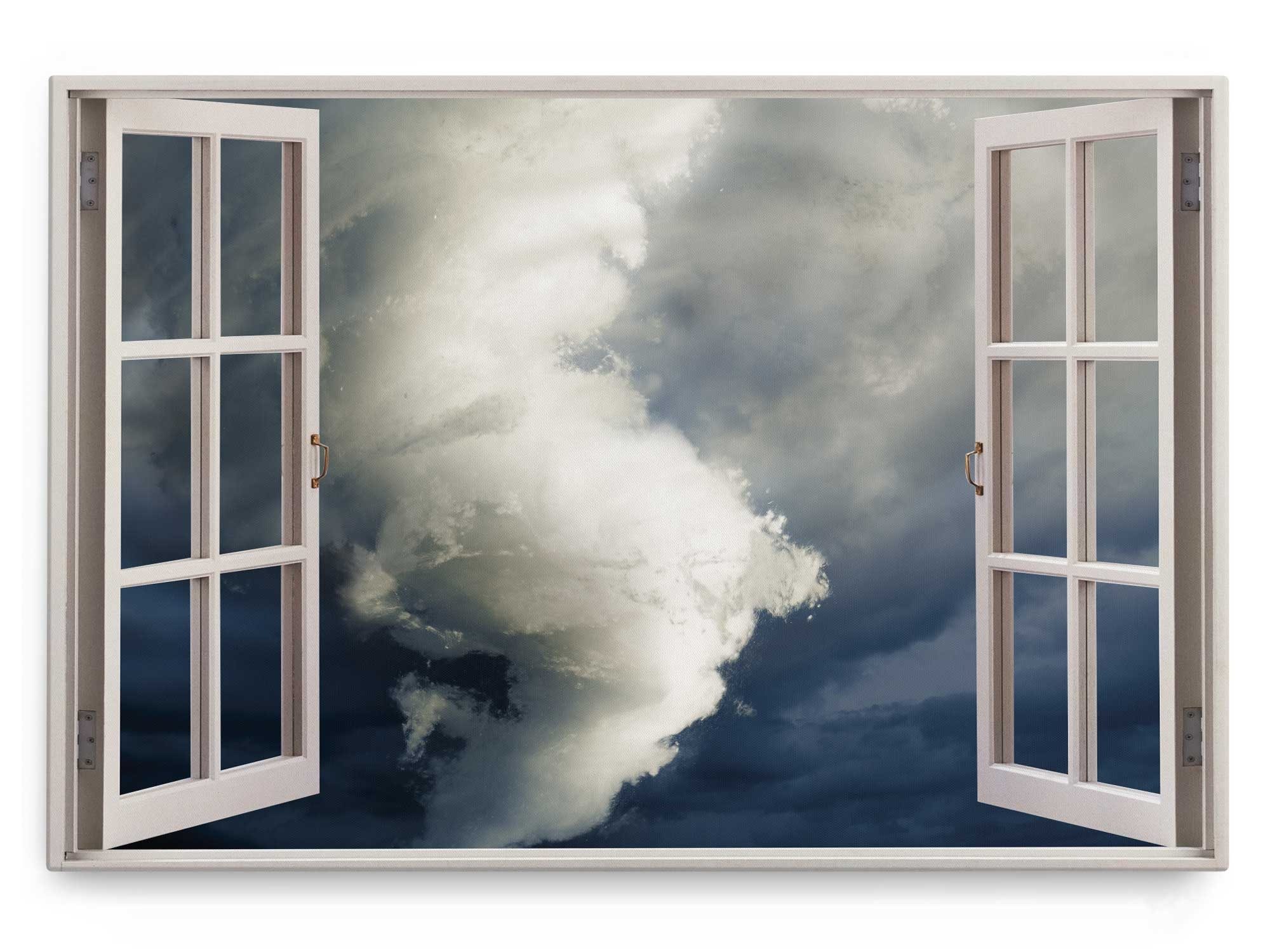 Sinus Art Leinwandbild Wandbild 120x80cm Fensterbild Wirbelsturm Wolken Himmel Tornado, (1 St)