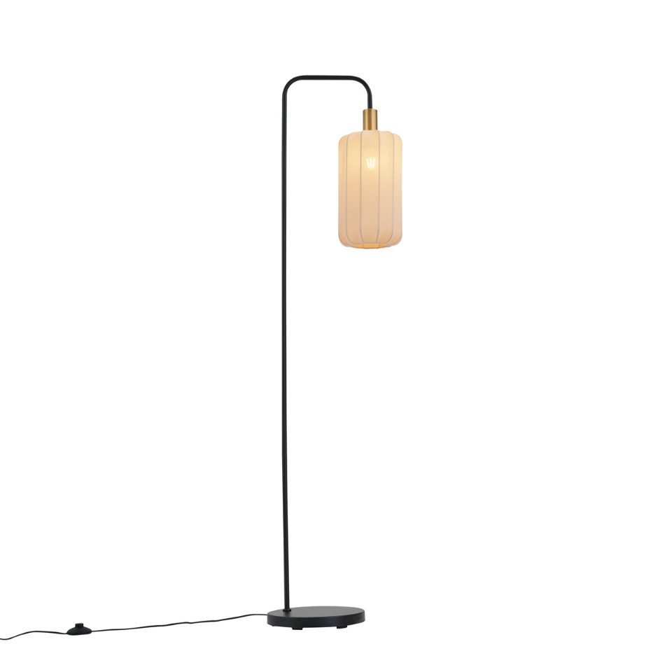 Qazqa Stehlampe Pluni, ohne Leuchtmittel, E27, Beige, Japandi, Metall, 1-flammig, Stehleuchte