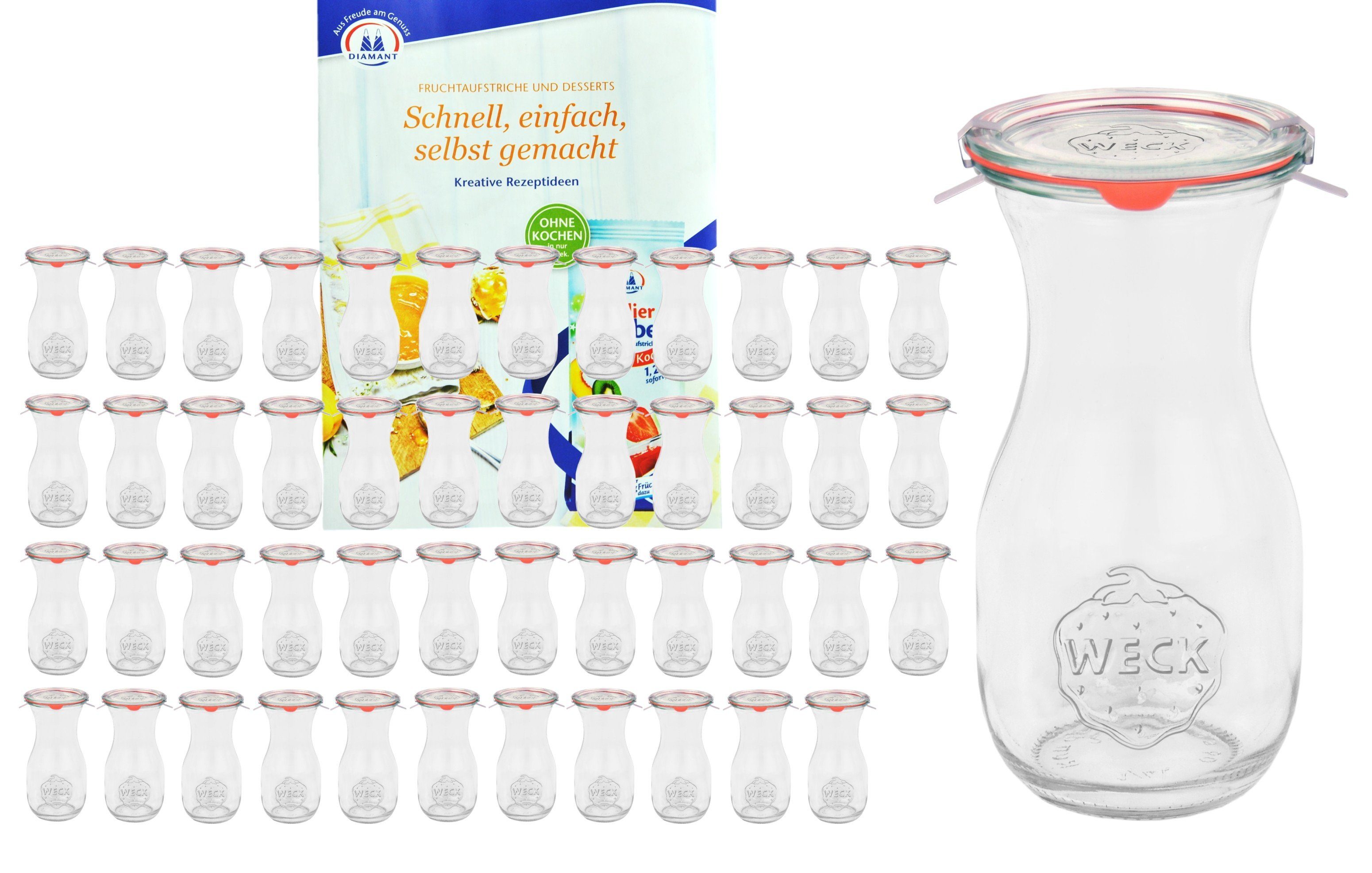 Mambocat Einmachglas 48er Set Weck Gläser 290ml Saftflasche Glasdeckel