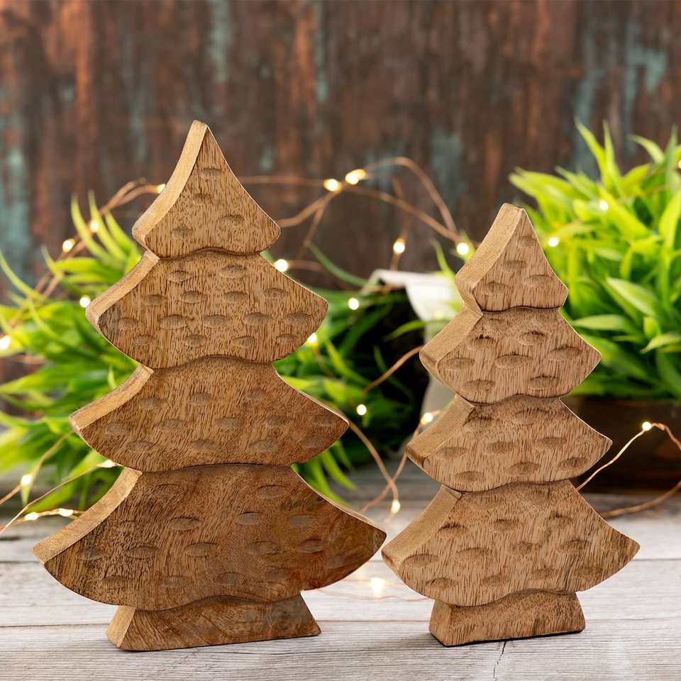 Casamia Dekofigur Dekofigur Baum 2er Set Holzfigur H2320cm