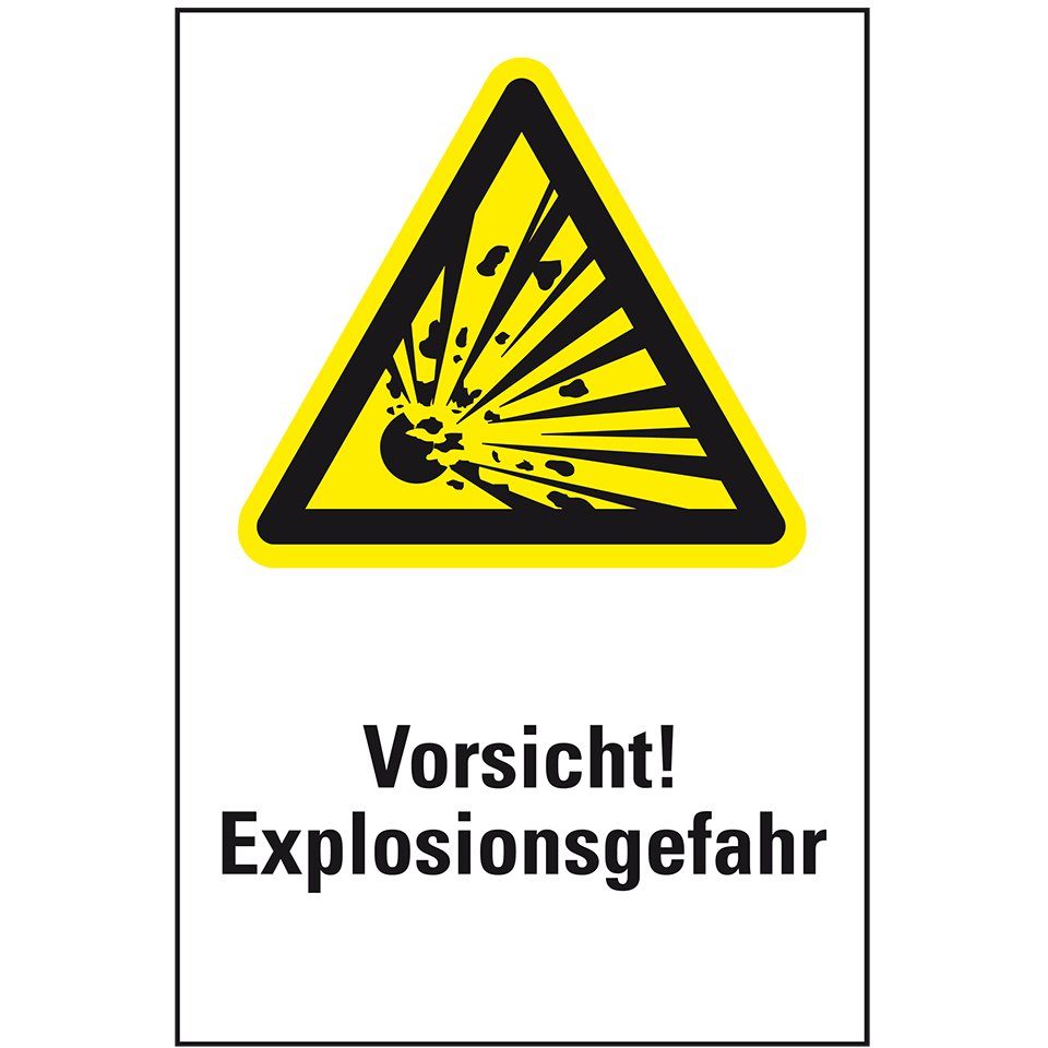 König Werbeanlagen Hinweisschild Vorsicht! Explosionsgefahr,ASR/ISO,Folie,selbstkl.,200x300mm