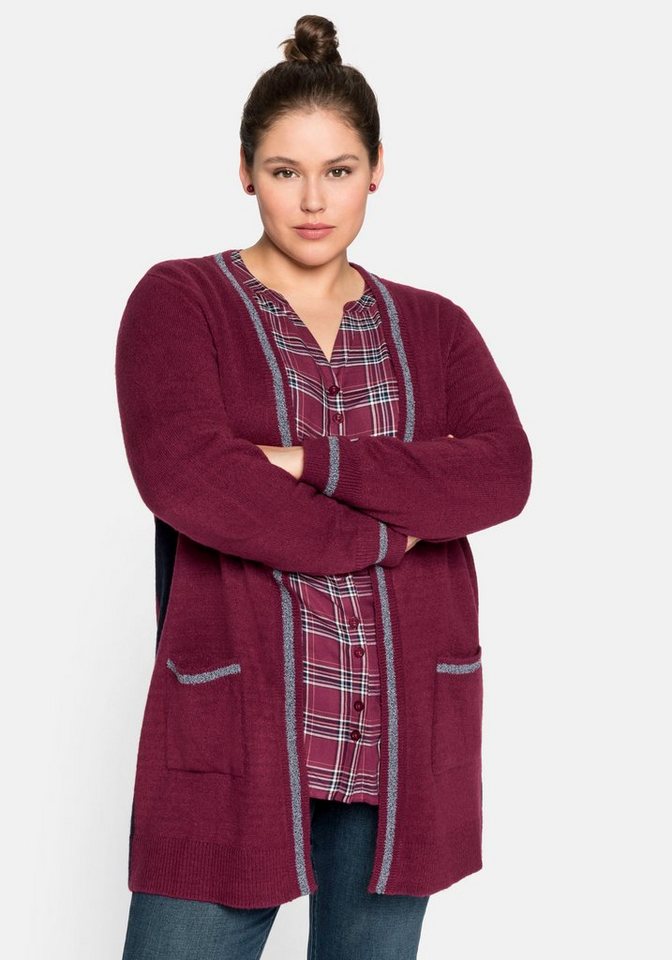 Sheego Longstrickjacke Aus Baumwoll Mix In Verschlussloser Form Online