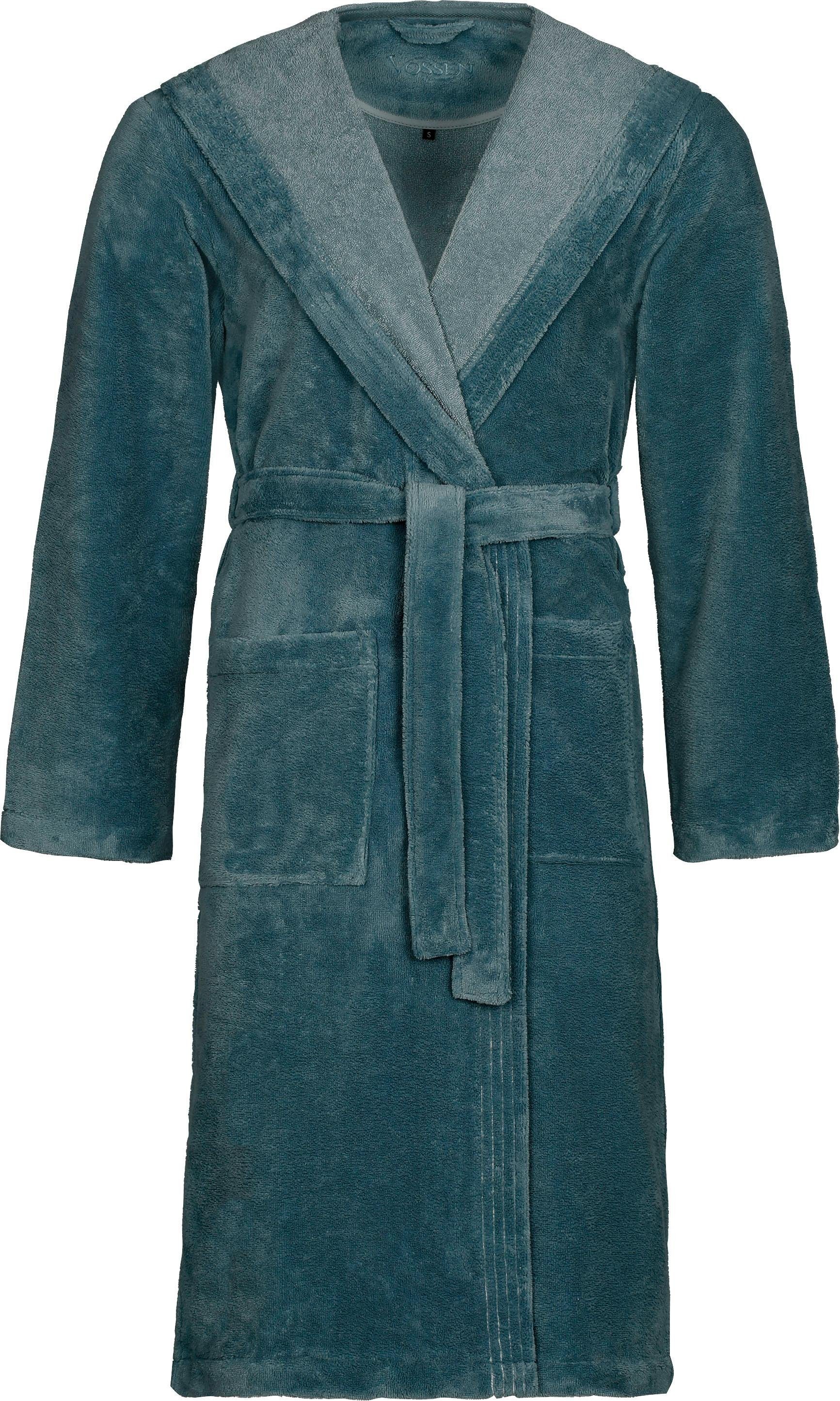 Vossen Unisex Bademantel Lynn Langform Microfaser Webfrottier Kapuze