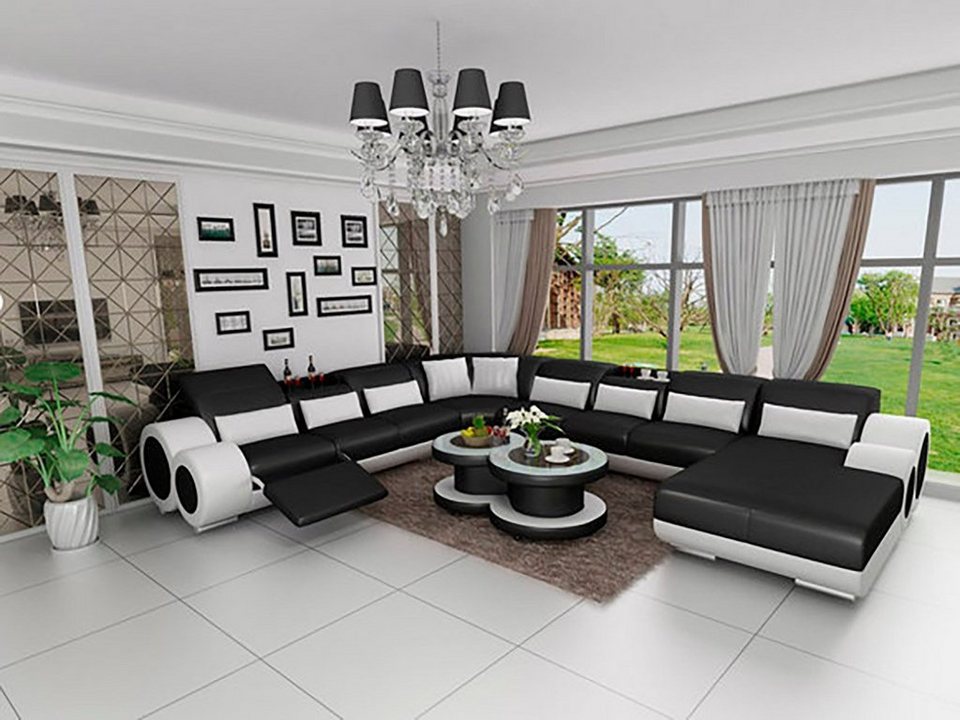 Jvmoebel Ecksofa Ledersofa Wohnlandschaft Design Modern Ecke Sofa U