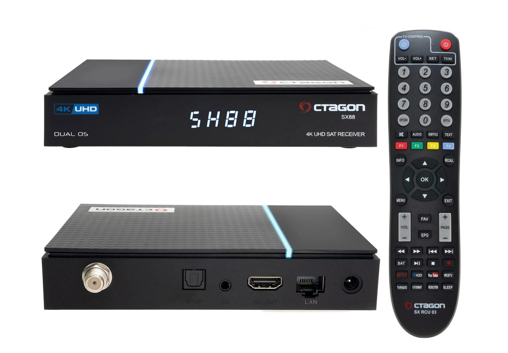 OCTAGON SX88 4K UHD S2+IP Multistream SAT-Receiver, Satelliten-Receiver