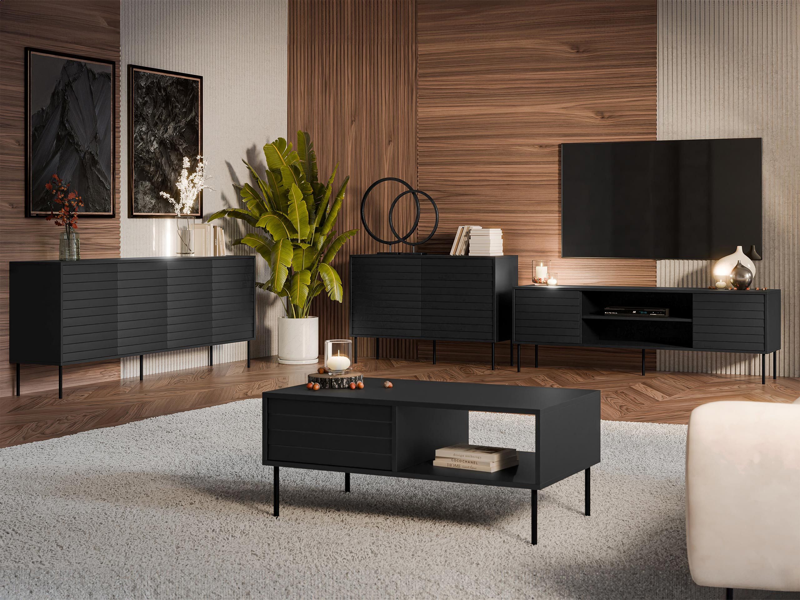 Mirjan24 Wohnzimmer Set Cortina Ii 4er Set 2x Kommode Tv Lowboard