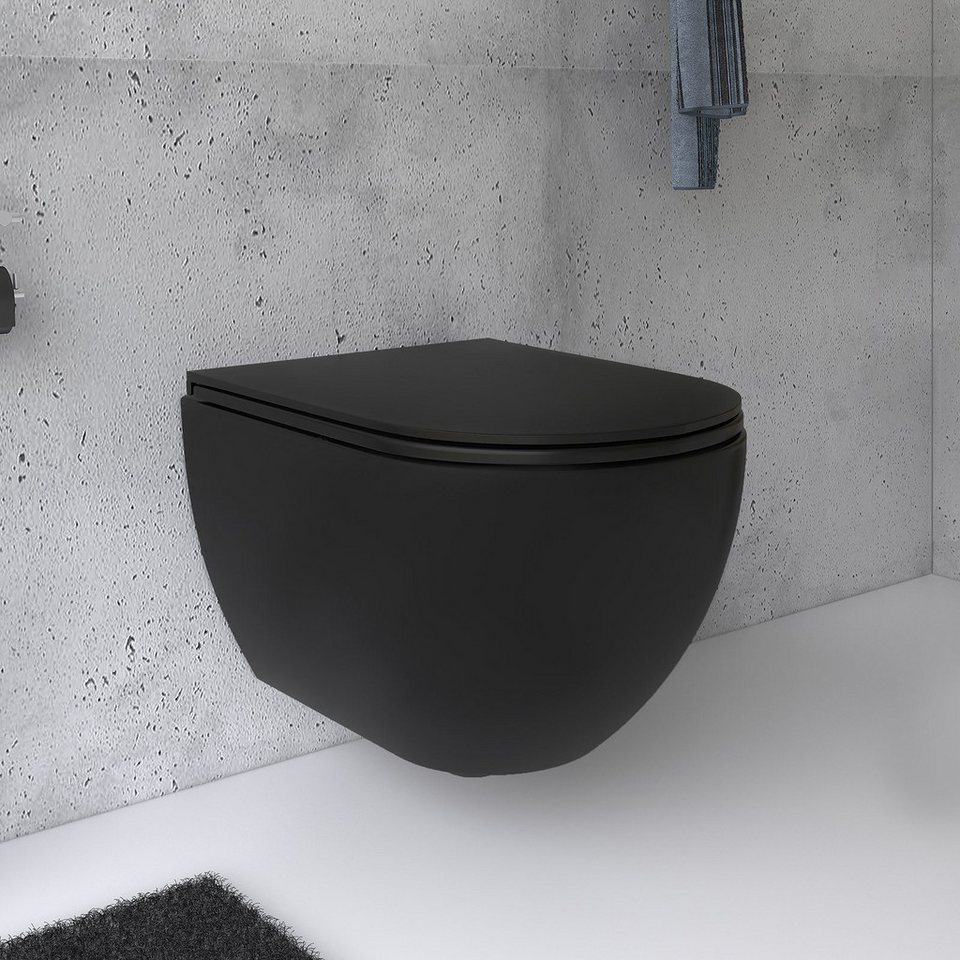 Alpenberger Tiefspül Wc Hänge Wc Schwarz Matt Spülrandlos Schwarze