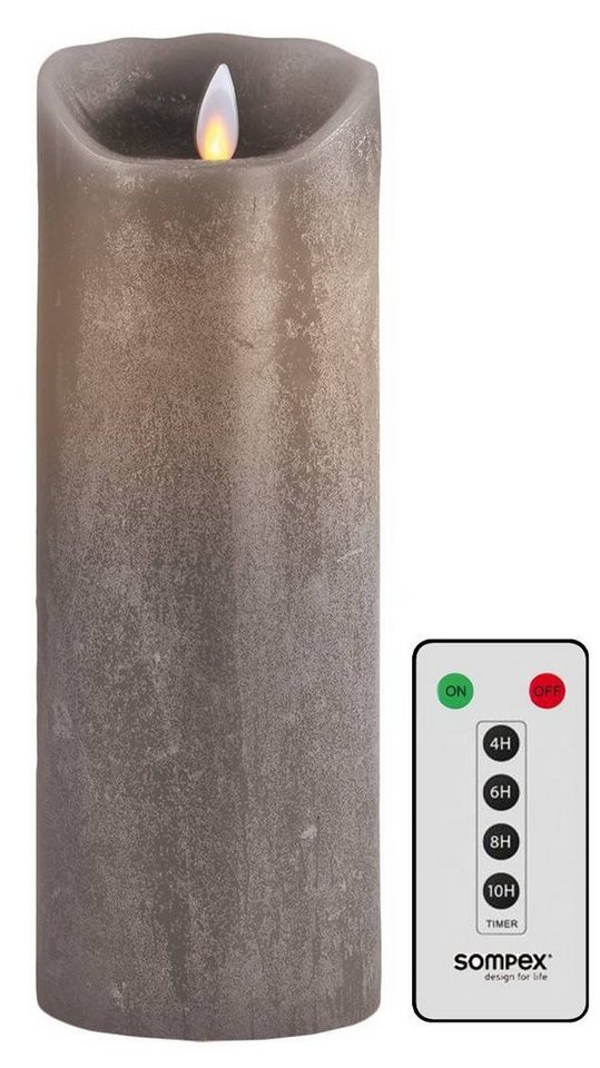 Sompex Led Kerze Flame Led Kerze Taupe 23cm Mit Fernbedienung Set 2