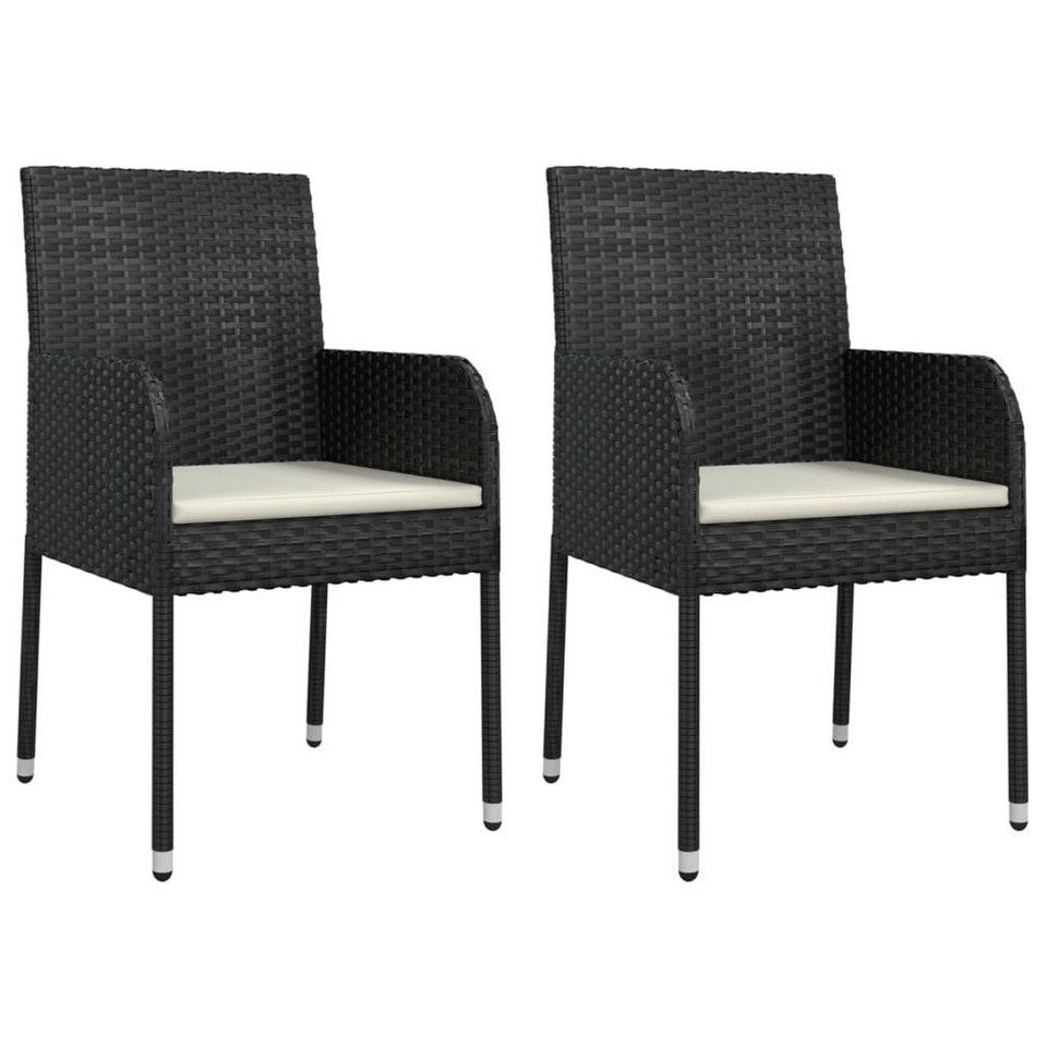 vidaXL Gartenstuhl Gartenstühle mit Kissen 2 Stk. Poly Rattan Schwarz ... vidaXL Gartenstuhl Gartenstühle mit Kissen 2 Stk. Poly Rattan Schwarz ...