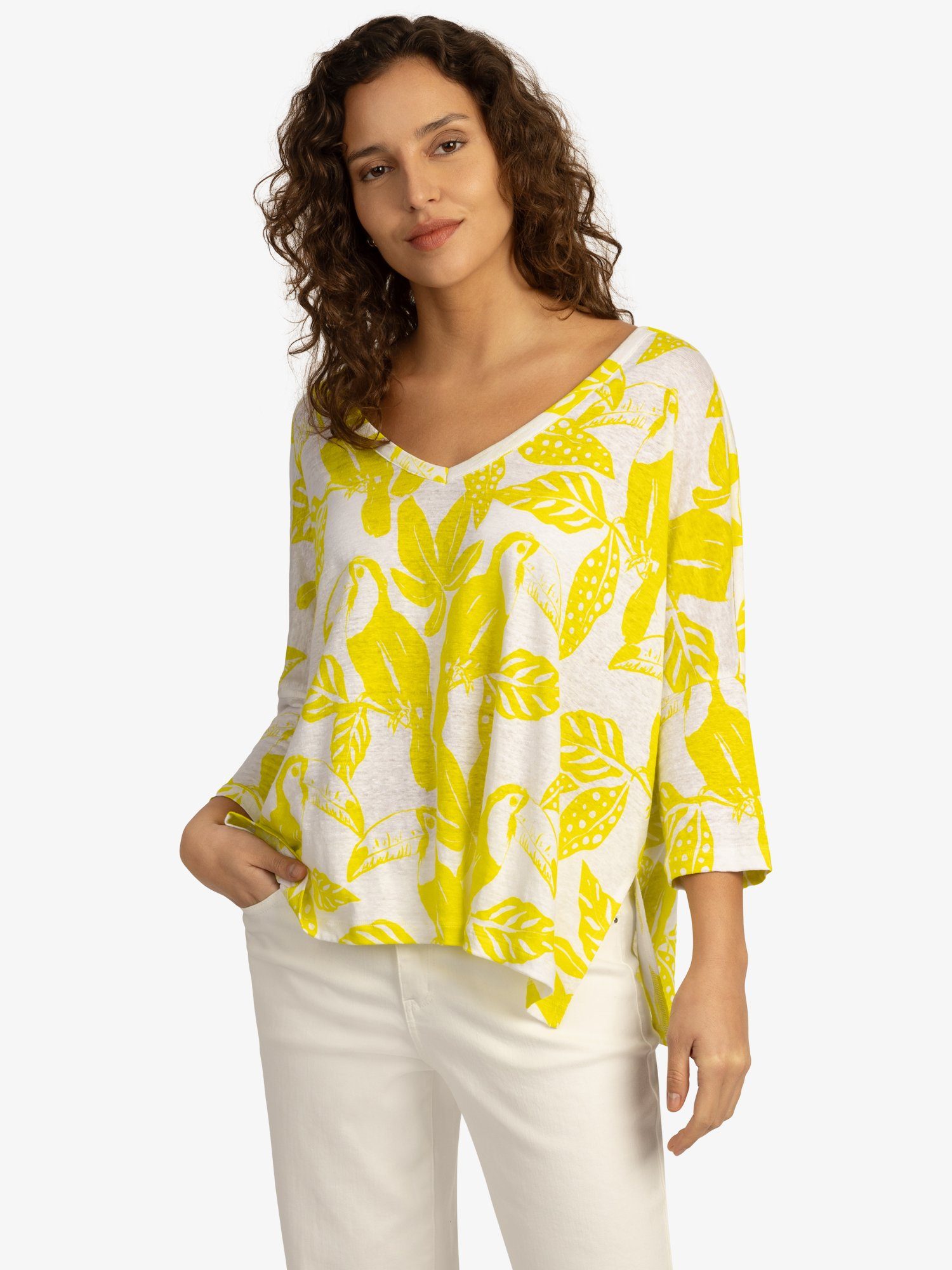 Mint And Mia Shirtbluse Aus Hochwertigem Leinen Material Mit V Ausschnitt