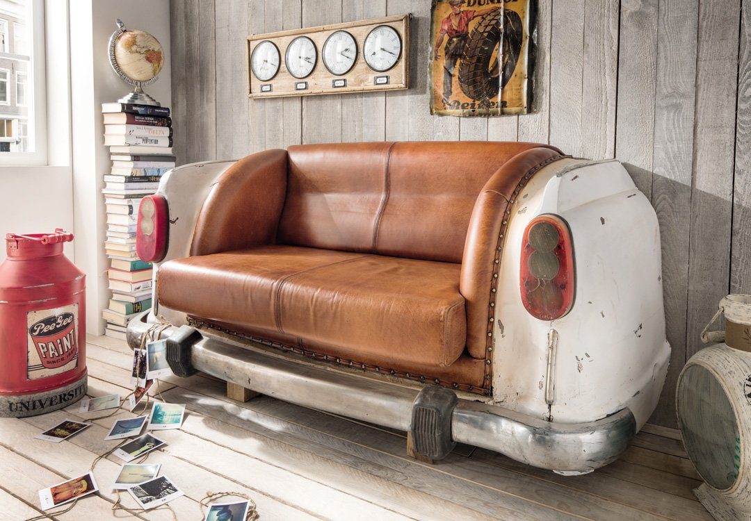 More2Home Sofa ABBY Autosofa, Heck, vintage-weiß, mit 2 Holzfüßen ...