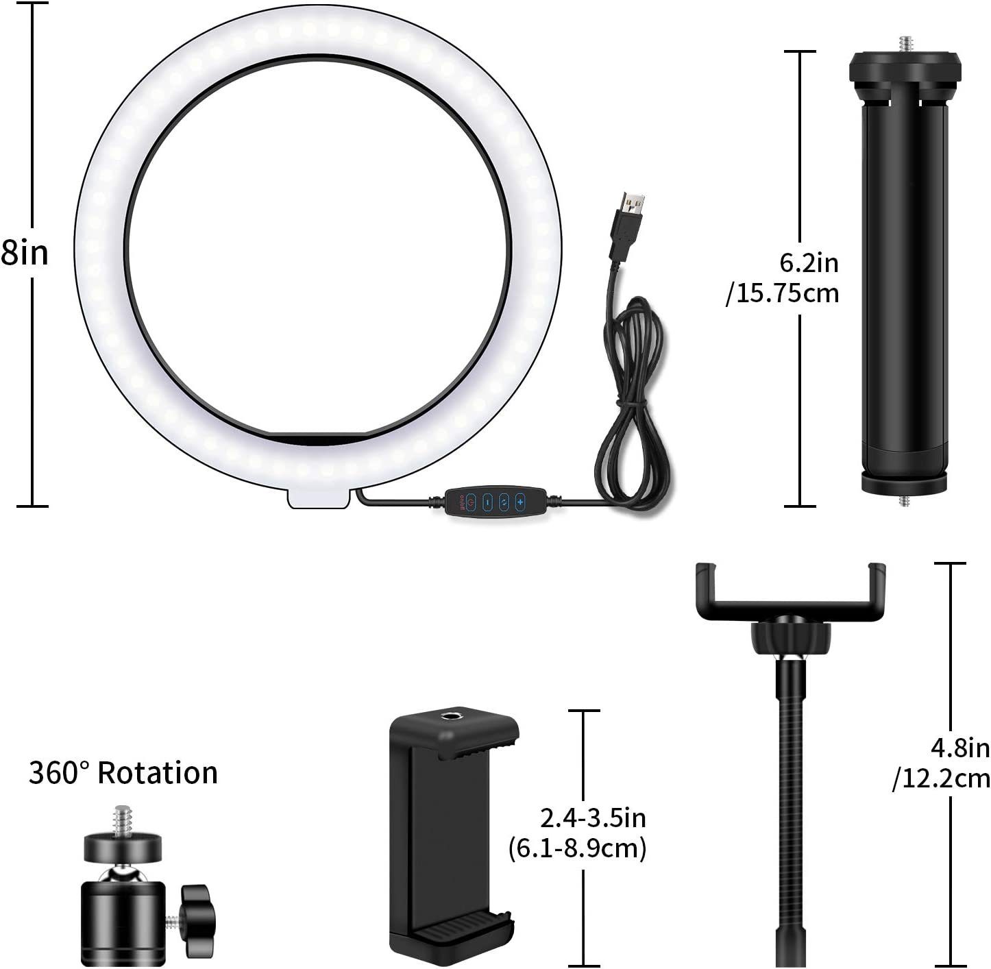SYOSIN Ringlicht 8'' LED-Ringlicht: Perfekte Beleuchtung für TikTok und ...