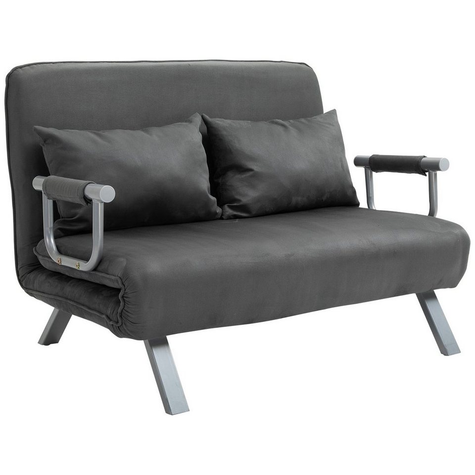 Homcom Schlafsofa Zweisitzer Mit Bettfunktion Einzelbett Mit Kissen