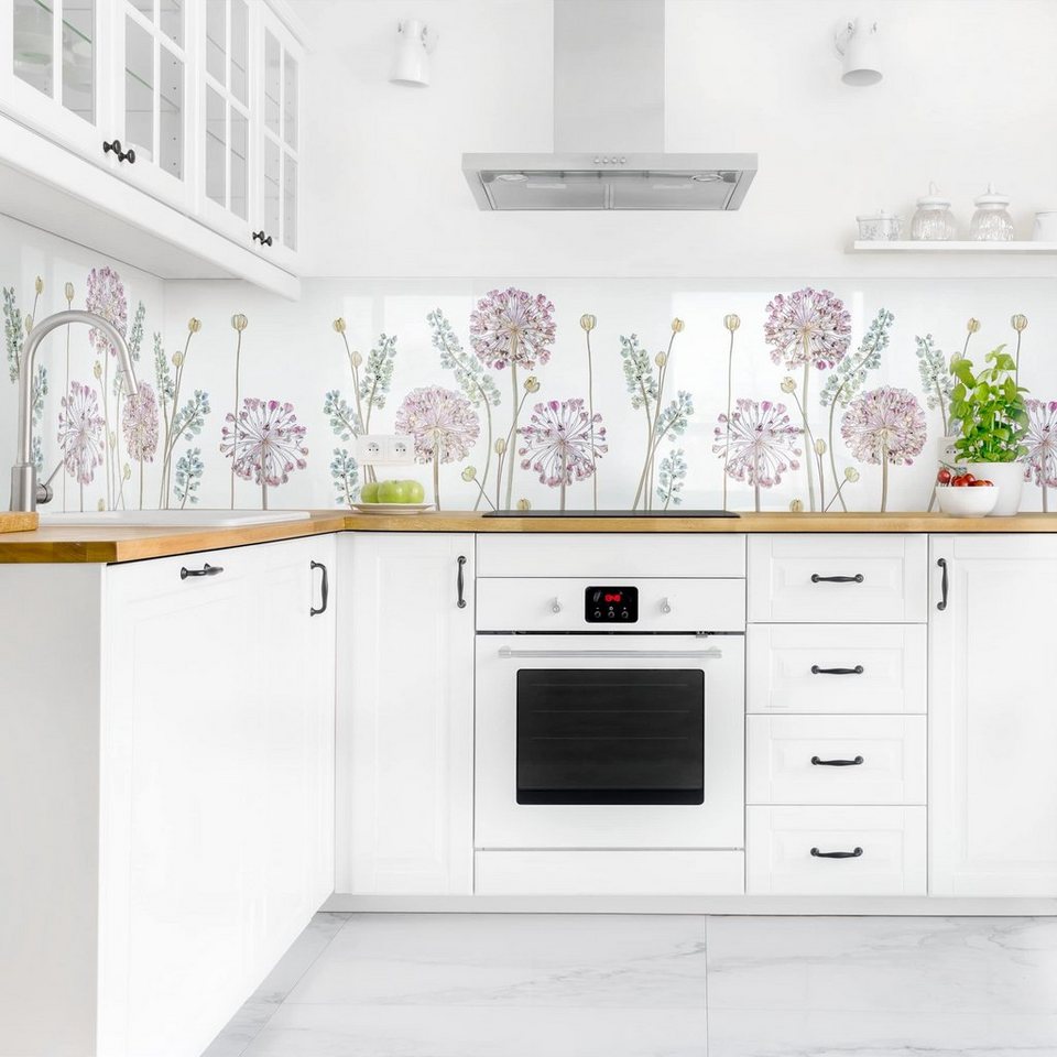 Bilderdepot24 Küchenrückwand Pastell Dekor Blumen Botanik Tropisch