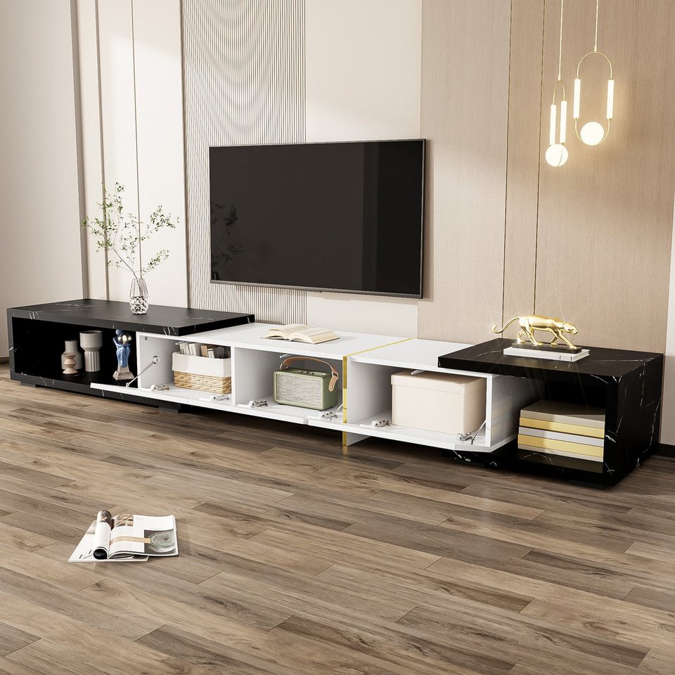 Merax Lowboard Hochglanz Tv Schrank Mit Verstellbarer Länge Tv Ständer