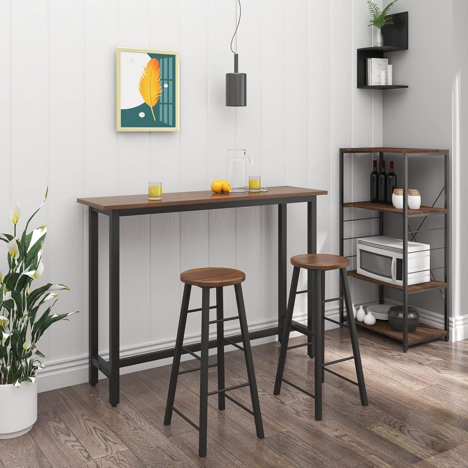 Woltu Bartisch 1 St Metallgestell Tischplatte Aus Mdf 140x40x100cm