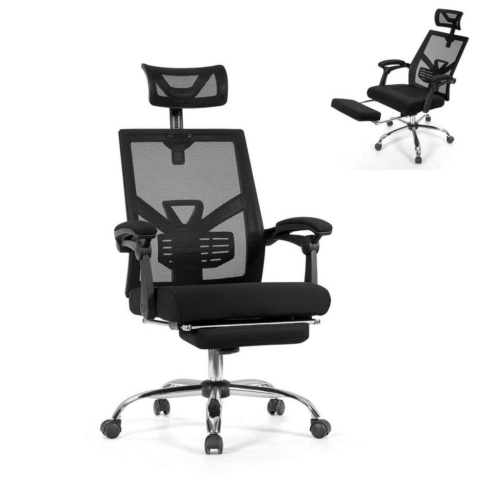 Costway Chefsessel Bürostuhl Ergonomisch Drehstuhl Mit Einziehbarer