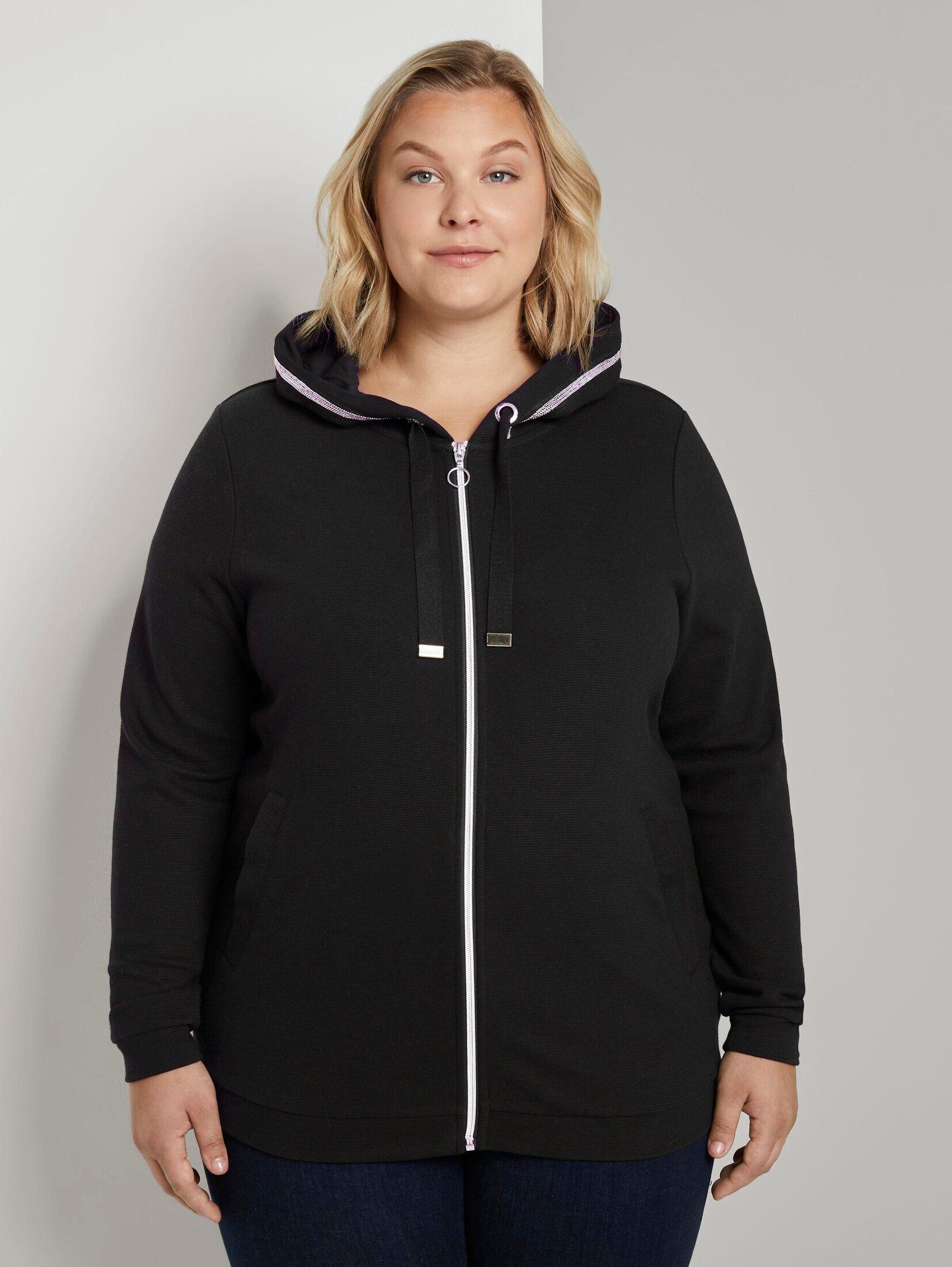 Tom Tailor Plus Sweatjacke Plus Sweatjacke Mit Strukturstoff