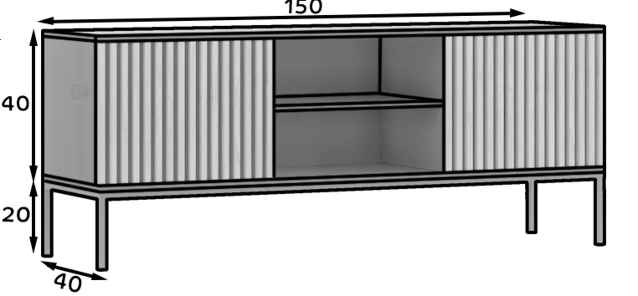 MOEBLO TV-Board METEOR 150 (Lowboard Fernsehtisch TV Bank TV Tisch ...