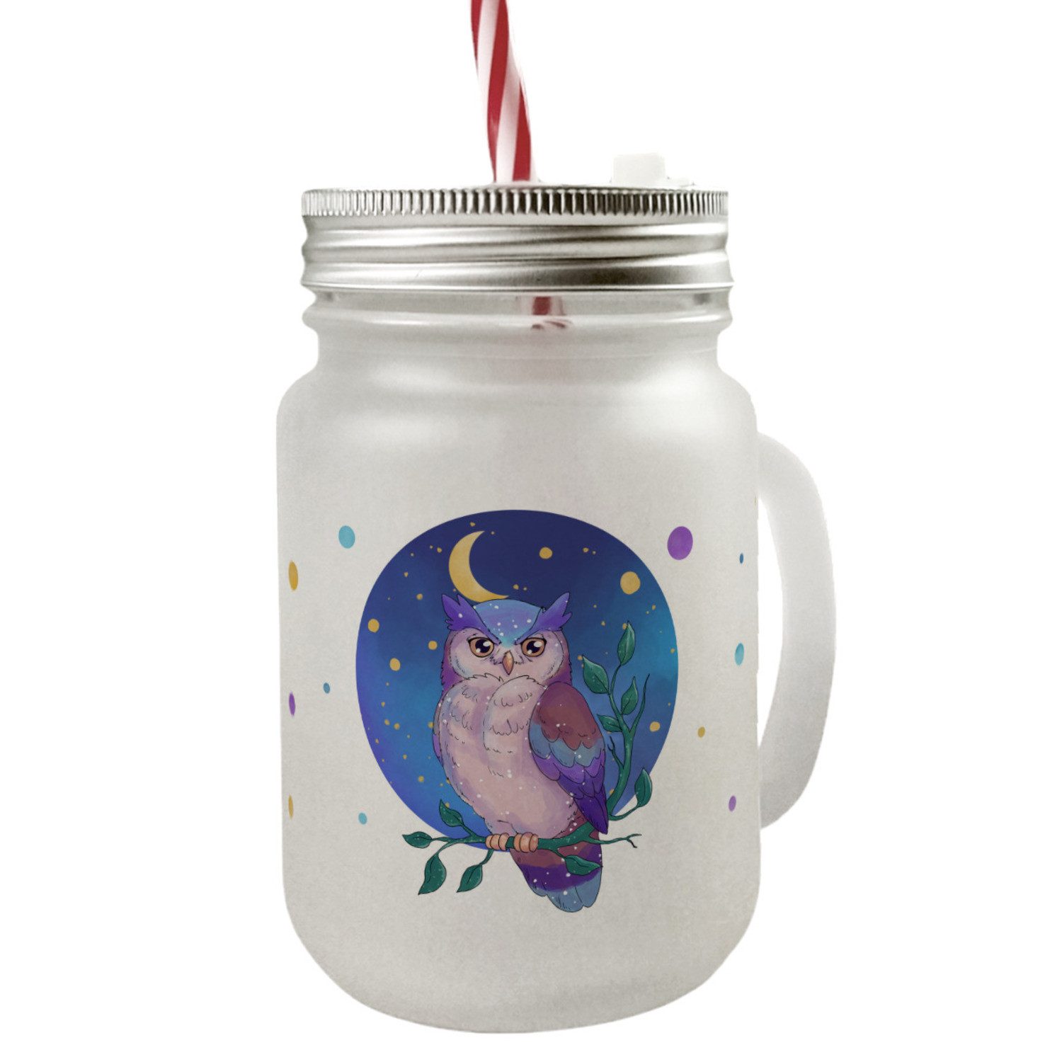 Speecheese Glas Eule Im Mondschein Mason Jar Henkel Trinkglas Mit Deckel