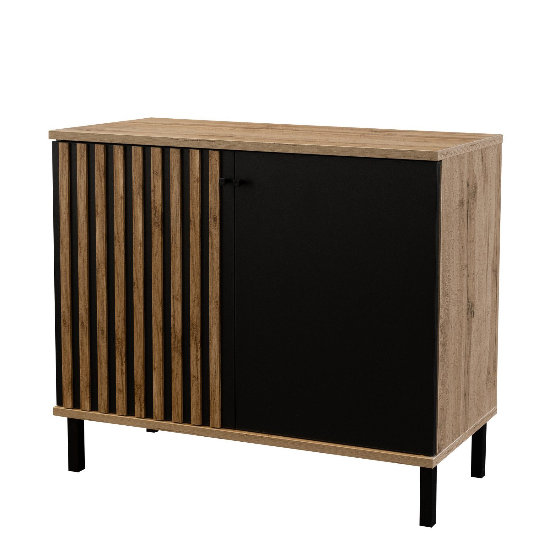 Masseno Kommode DRAVEN 100 cm Sideboard mit 2 Türen Eiche Wotan