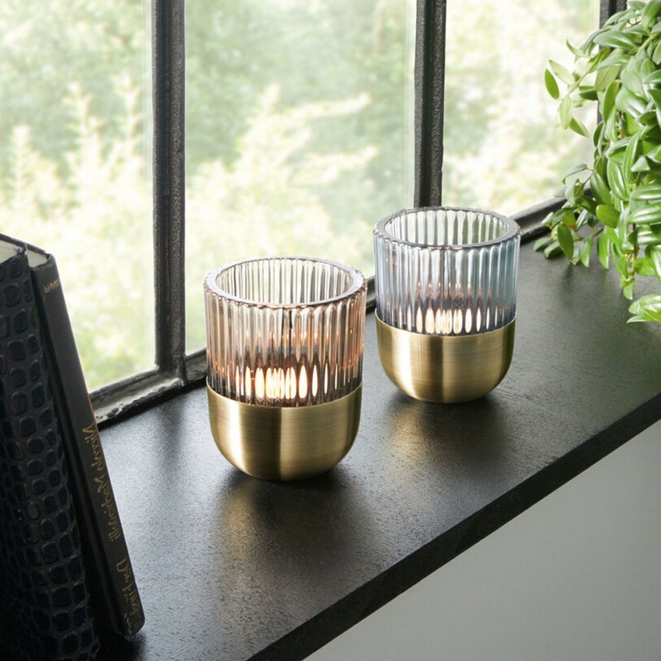 Home Trends24de Windlicht Windlicht Gold Teelichhalter Schwarz