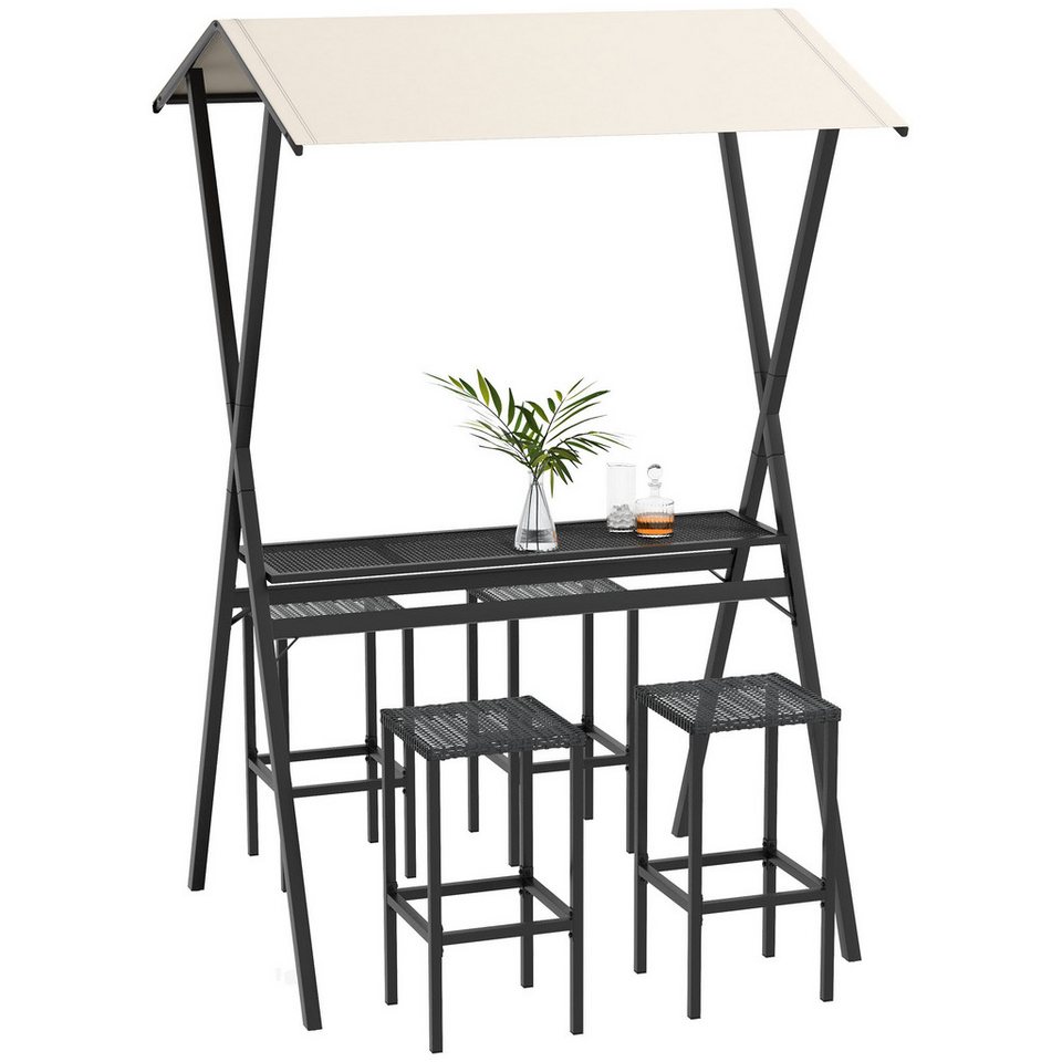 Outsunny Sitzgruppe Rattan Bartisch Mit 4 Barhockern Stehtisch Mit