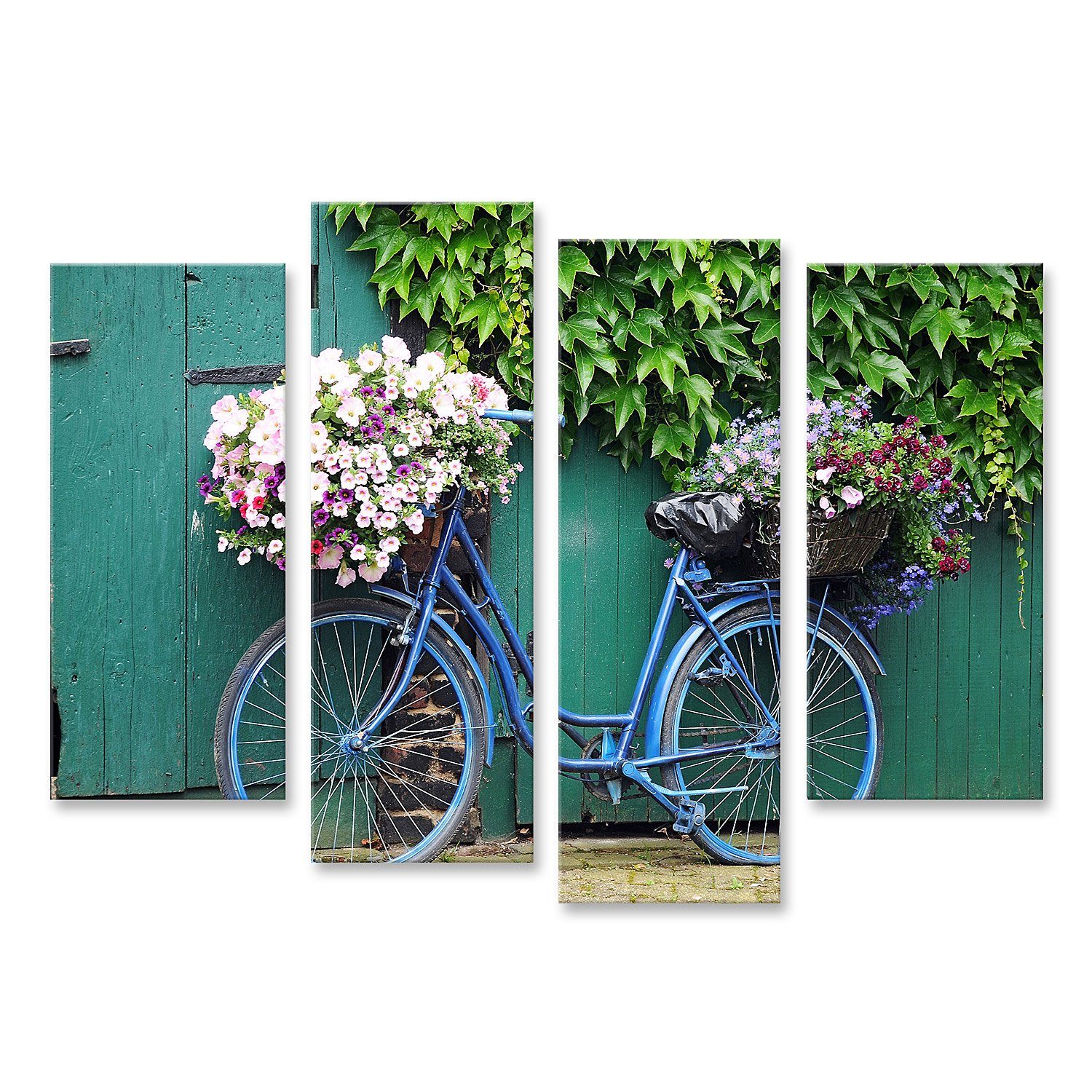 islandburner Leinwandbild »Bild auf Leinwand Fahrrad Blumen Wandbild Poster Kunstdruck Bilder ...