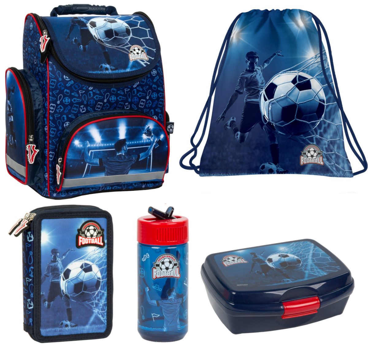 Derform Schulranzen Fussball Set Tornister Federtasche Turnbeutel