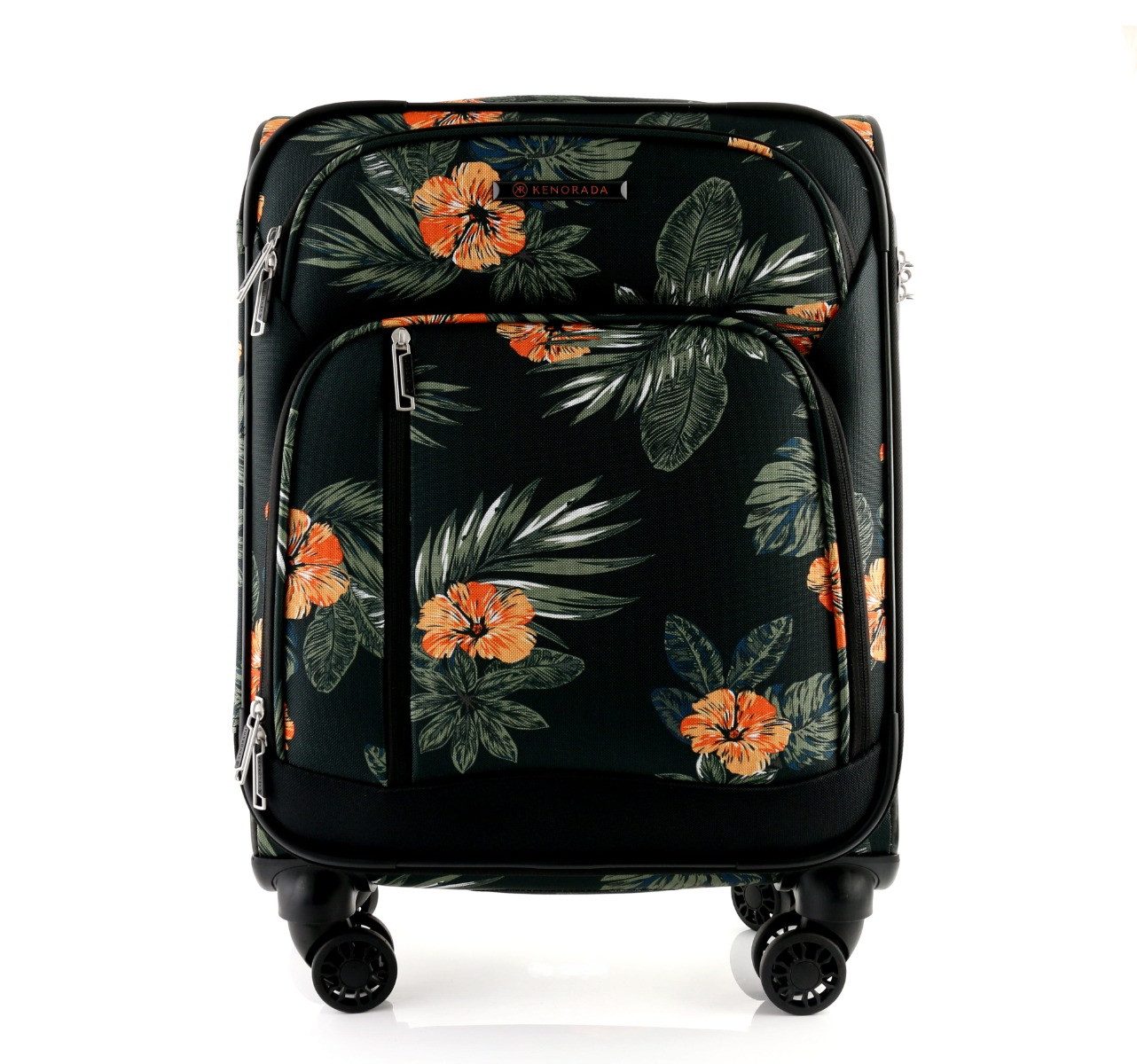 KENO RADA Koffer Spinner Dark Flower Rainbow S, 4 Rollen, Reisekoffer