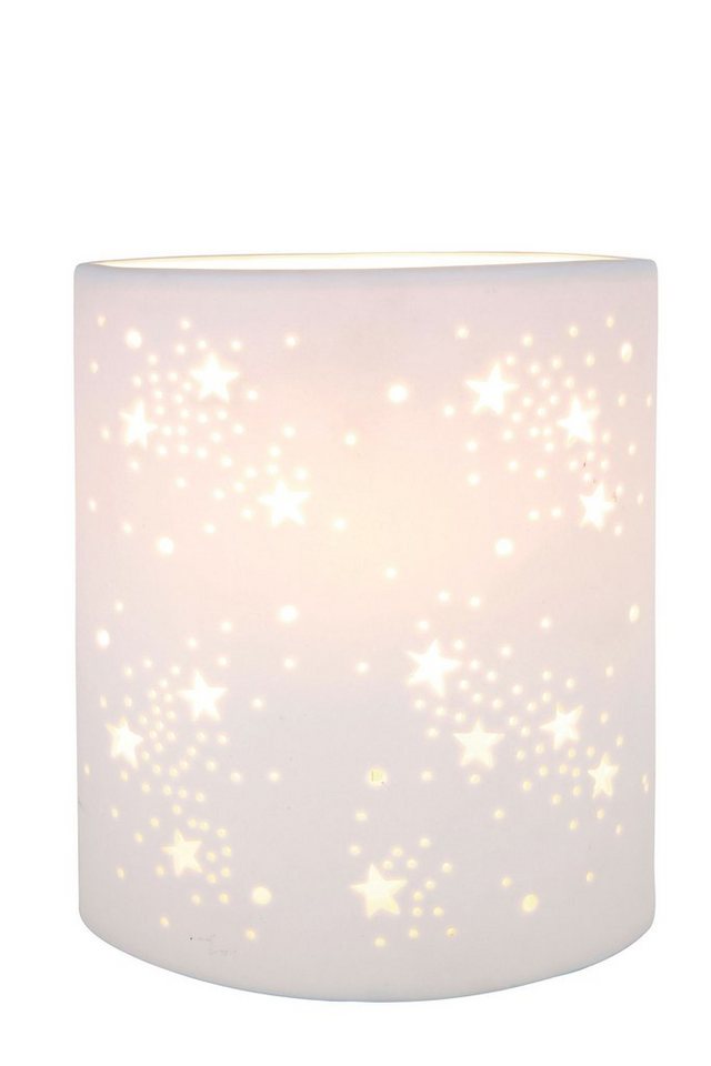 Gilde Tischleuchte Gilde Lampe Ellipse Stern Weiß H 20cm X B 17cm