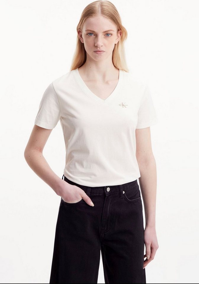 Calvin Klein Jeans T Shirt Micro Monologo Slim V Neck Tee 1 Tlg Aus