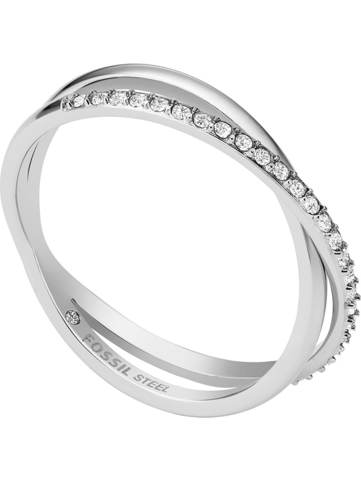 Fossil Fingerring Fossil Damen-Damenring Edelstahl Glasstein, Glasstein ...