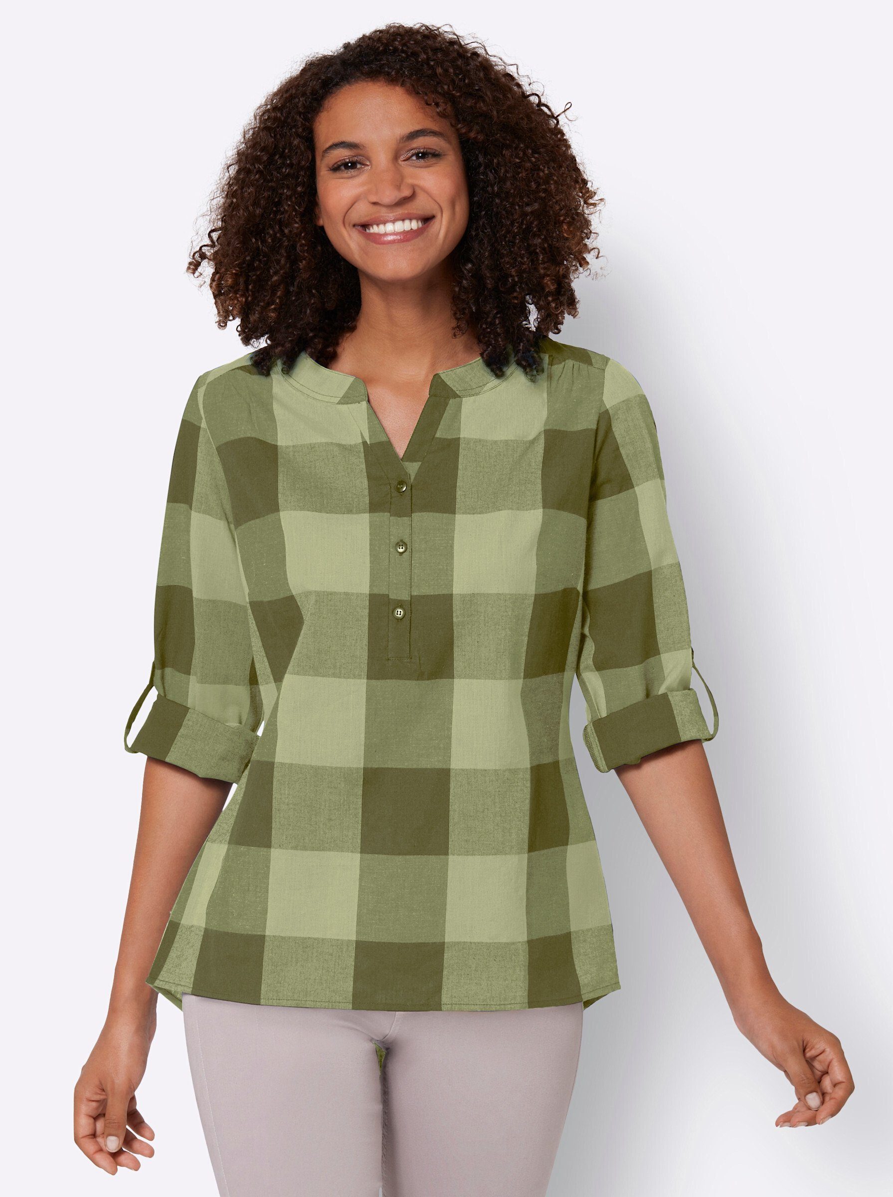 Witt Klassische Bluse Longbluse Lässiges Karomuster