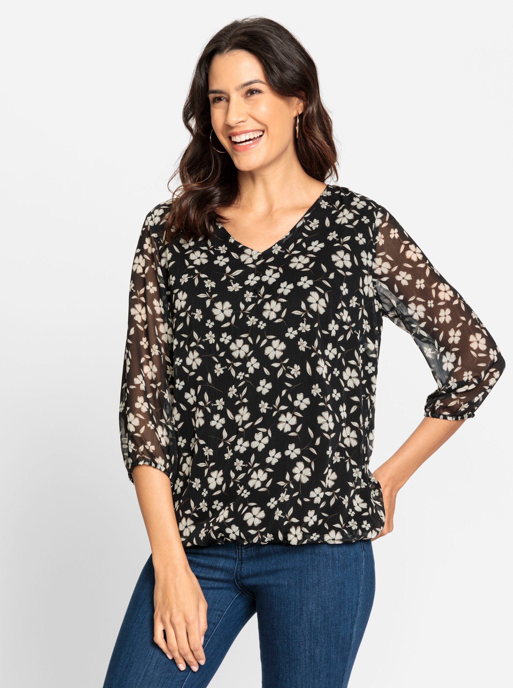 Witt Klassische Bluse Bluse Attraktive Zierknöpfe