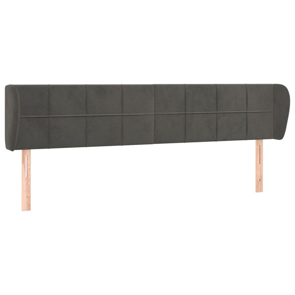 vidaXL Bett Kopfteil mit Ohren Dunkelgrau 183x23x78/88 cm Samt (1-tlg)