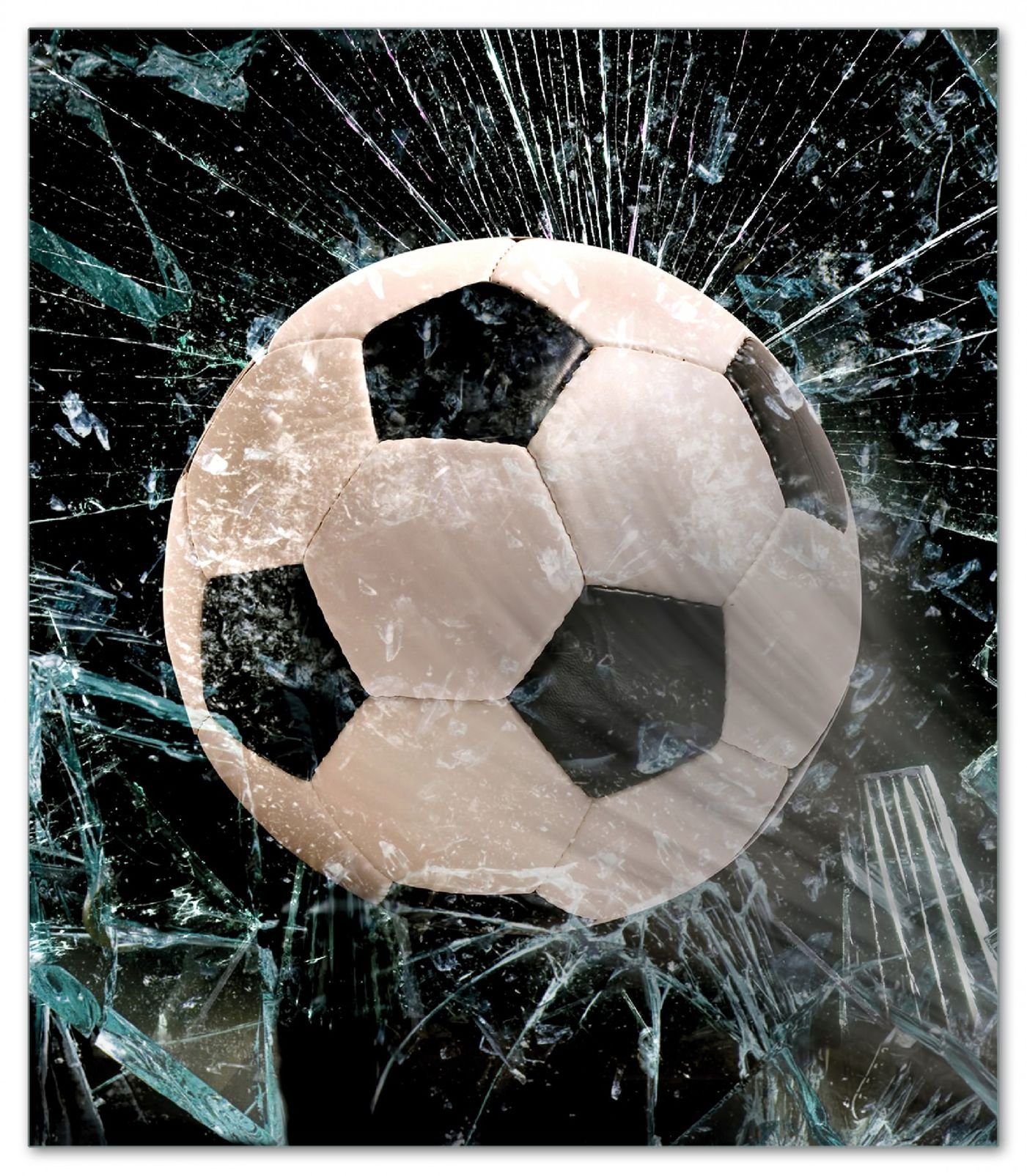 Wallario Herd Abdeckplatte Fußball Im Fenster Splitter Und Glas Esg