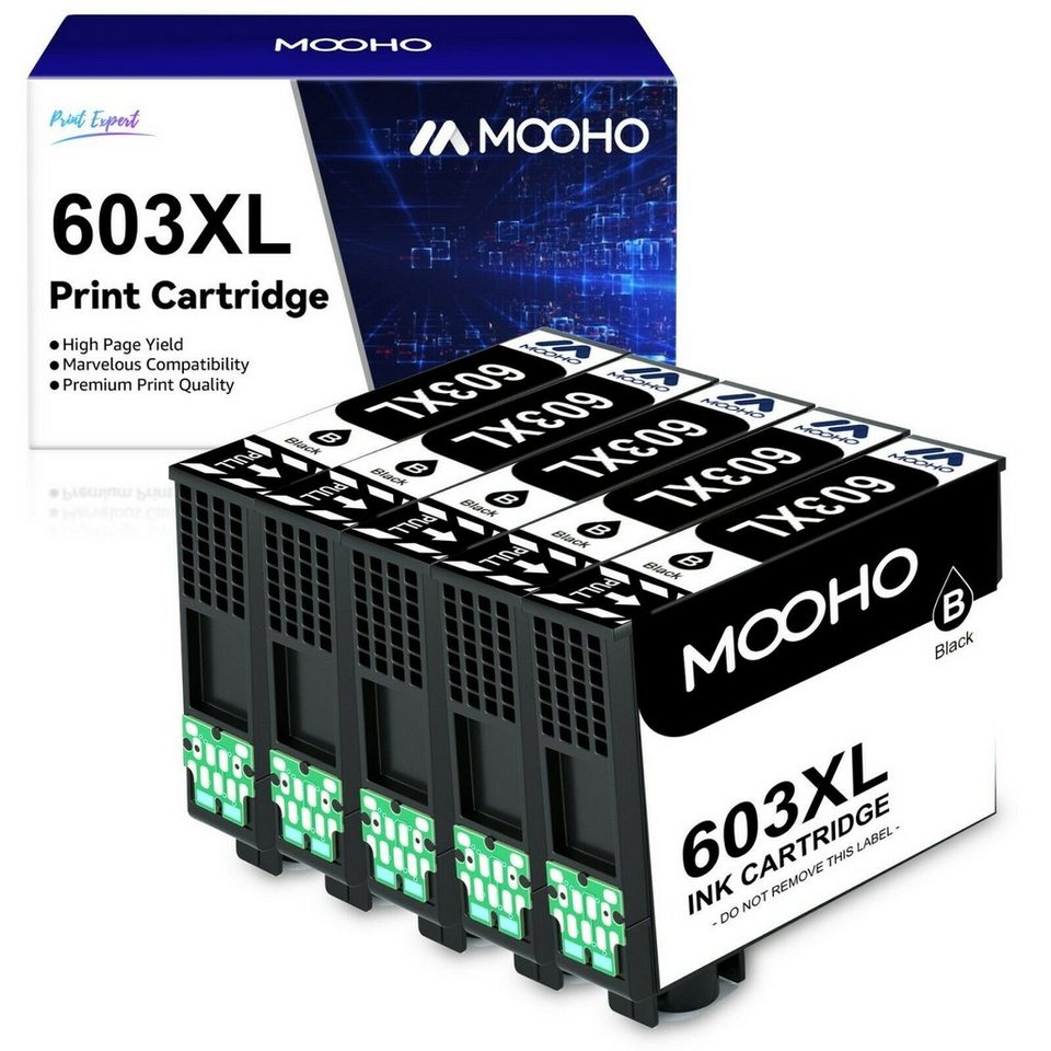 MOOHO »5er-pack ersetzt Epson 603XL 603 XL Schwarz (black ... MOOHO »5er-pack ersetzt Epson 603XL 603 XL Schwarz (black ...