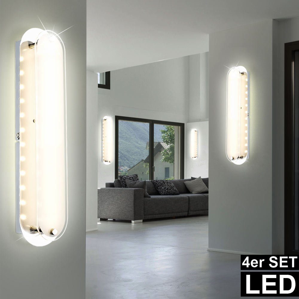 Etc Shop Wandleuchte 4er Set Led Wand Lampen Glas Strahler Wohn