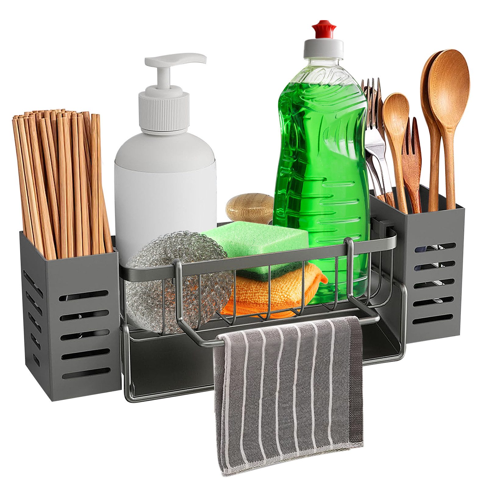 Twsoul Küchenorganizer Set Edelstahl Spülbecken Organizer