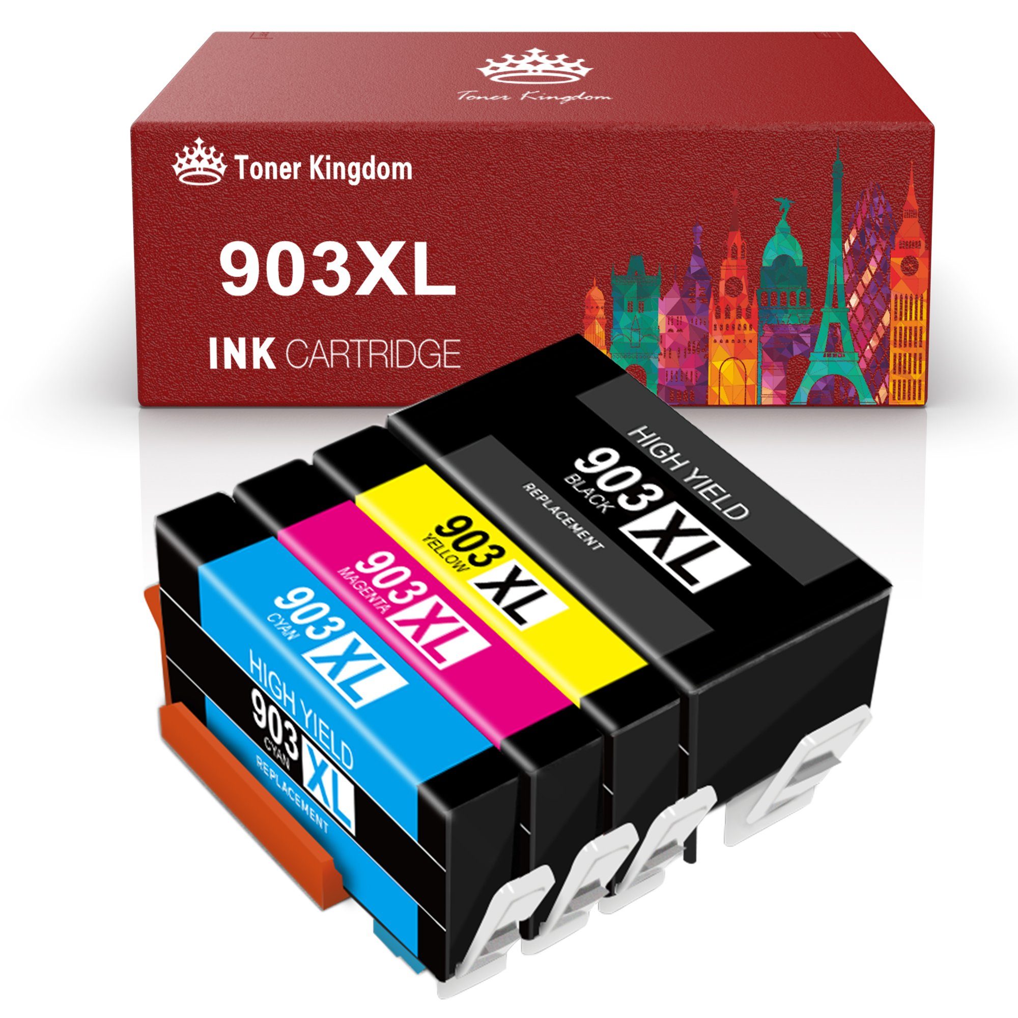 Toner Kingdom »Kompatible für HP 903 903xl« Tintenpatrone (Packung, 4 ...