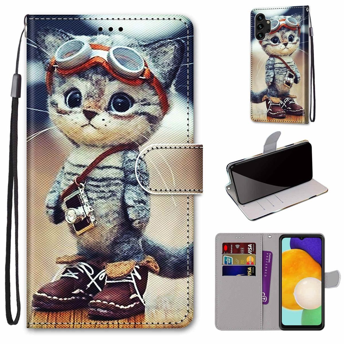 Wigento Handyhülle Für Samsung Galaxy A13 4g Kunstleder Handy Tasche