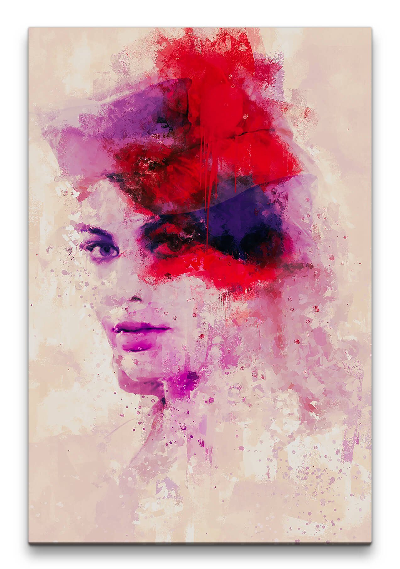 Sinus Art Leinwandbild Margot Robbie Porträt Abstrakt Kunst