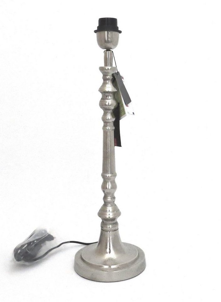 Tischleuchte Lampe Tisch Lampenfuß Metall Silber Klassisch Rund Colmore