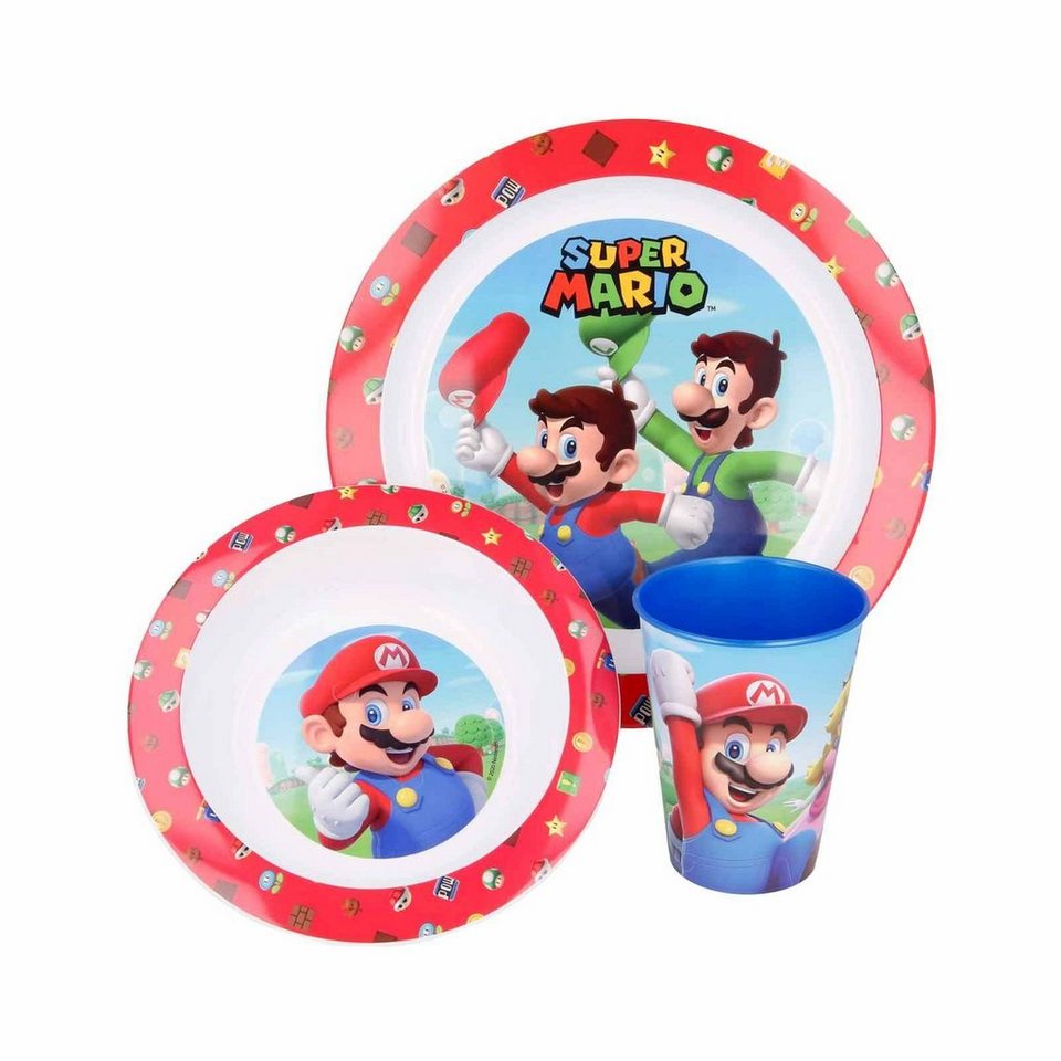 Stor Kindergeschirr Set Super Mario Kindergeschirr 3er Set 3 Tlg