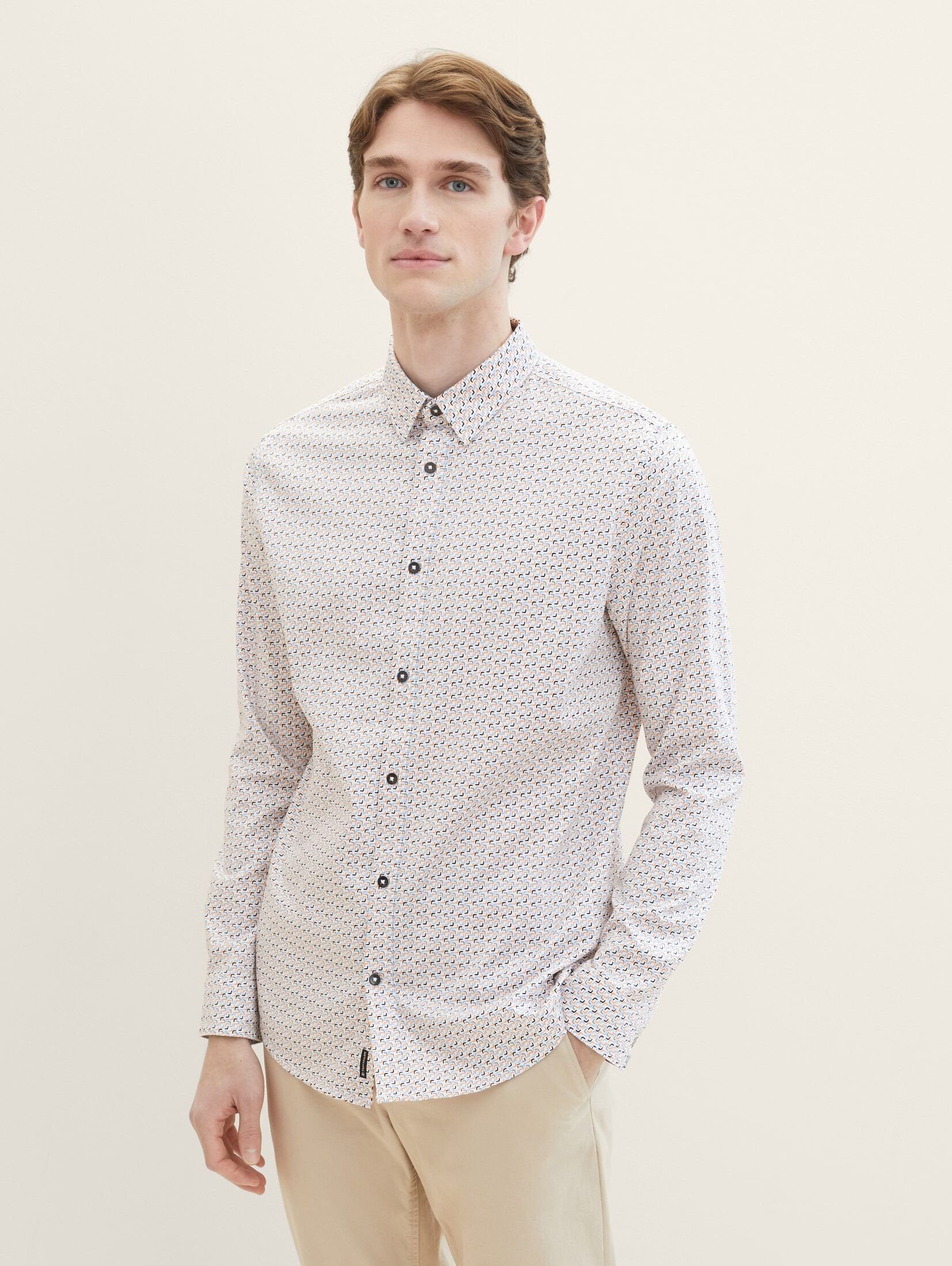Tom Tailor Langarmhemd Hemd Mit Allover Print Unser Model Ist 190 Cm