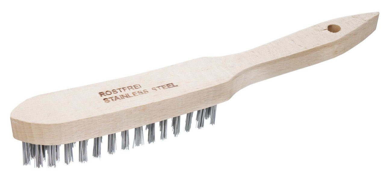 Trend Line Drahtbürste Stahl Drahtbürste 4 Reihig Holzkörper Rostfrei